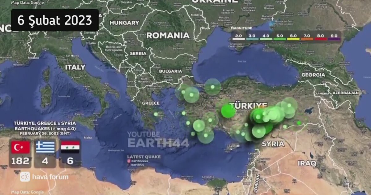 6 Şubat 2023 Tarihindeki Deprem Hareketliliği Haritaya Böyle Yansıyor ... 6 Şubat 2023 Tarihindeki Deprem Hareketliliği Haritaya Böyle Yansıyor ...